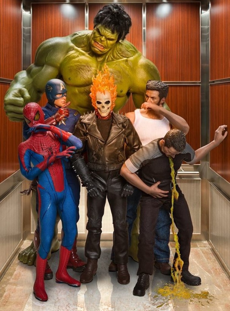 Superhero Action Figures Arranged In Humorous and Human-like Scenarios ...