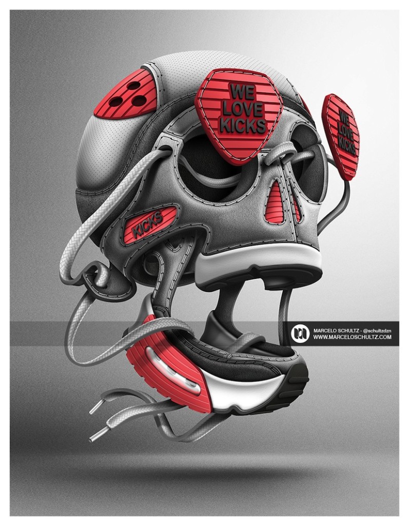 "We Love Kicks" - Iconic Nike Shoes Transformed Into Digital Sneaker Skulls