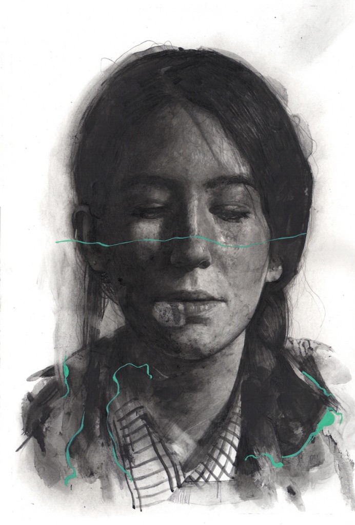 Hyperrealistic Graphite Portraits with Double-Exposure Effects
