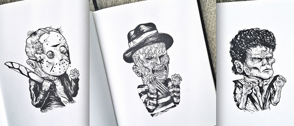 Spooky Famous Horror Characters Illustrated by Alex Solis