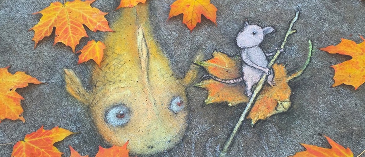 Quirky Chalk and Charcoal Street Art by Illustrator David Zinn