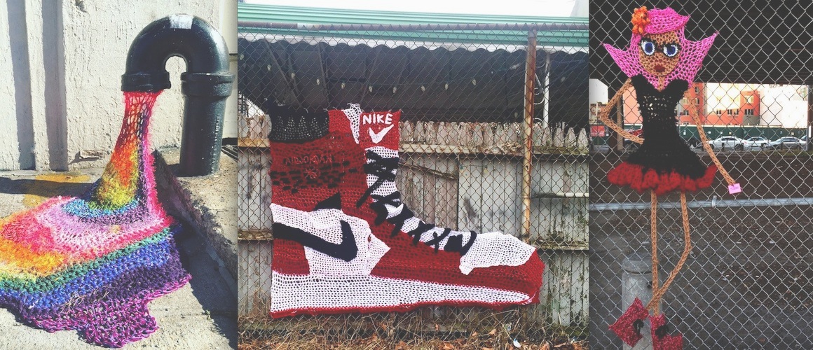 "Yarnbombs" - Crocheted Murals by London Kaye in NYC