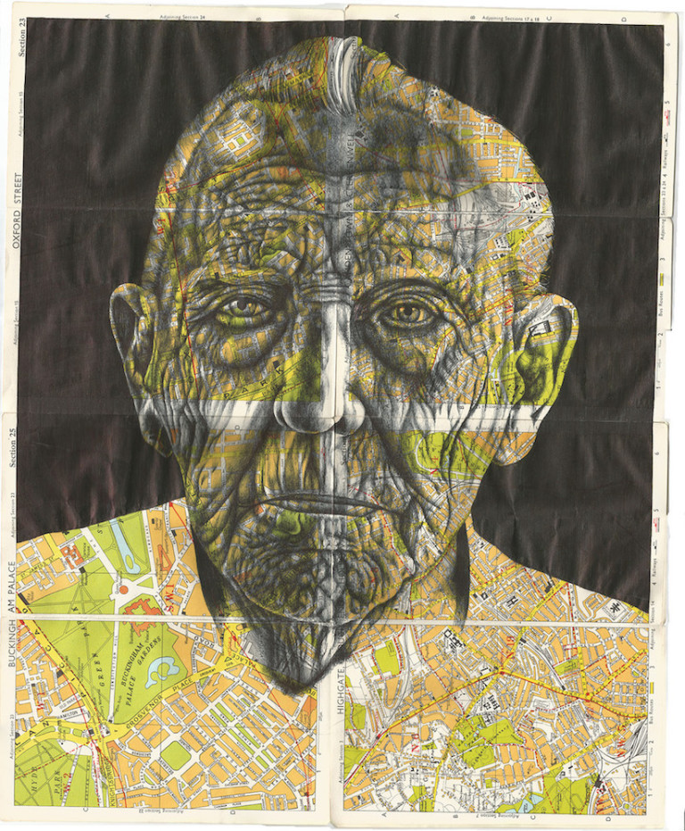 New Ballpoint Pen Illustrations on Vintage Envelopes and Maps by Mark ...