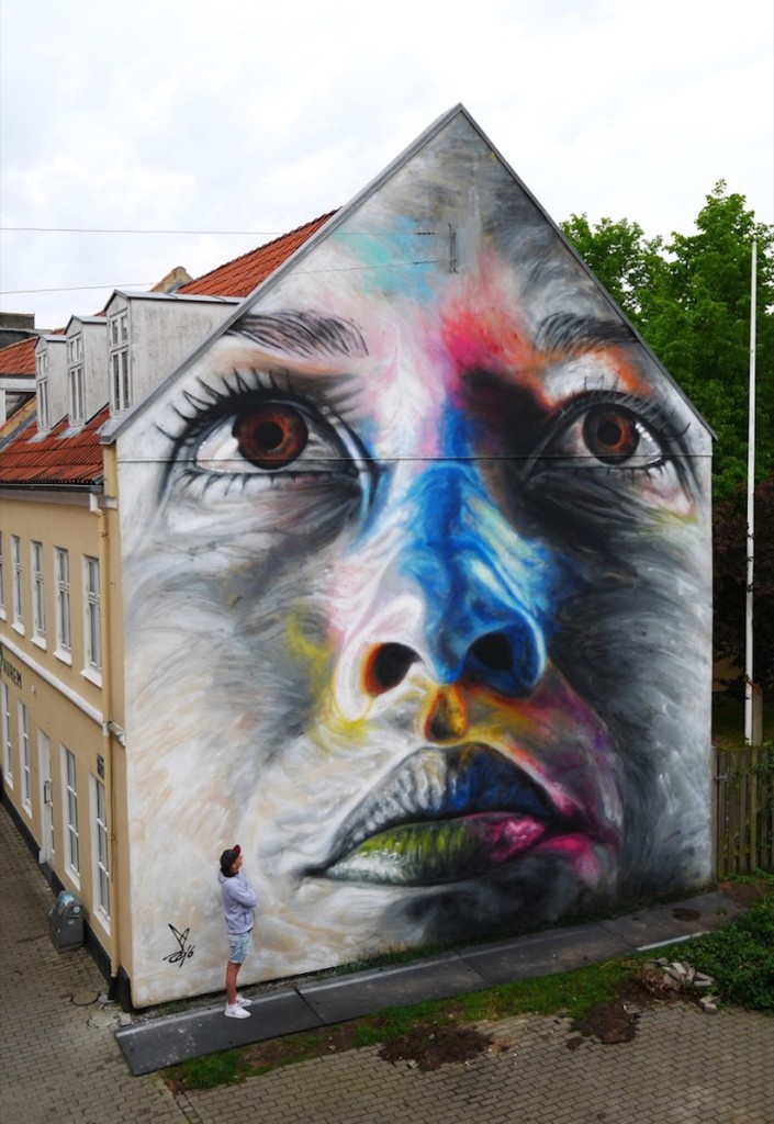 New Colorful Mural by Street Artist David Walker in Aalborg