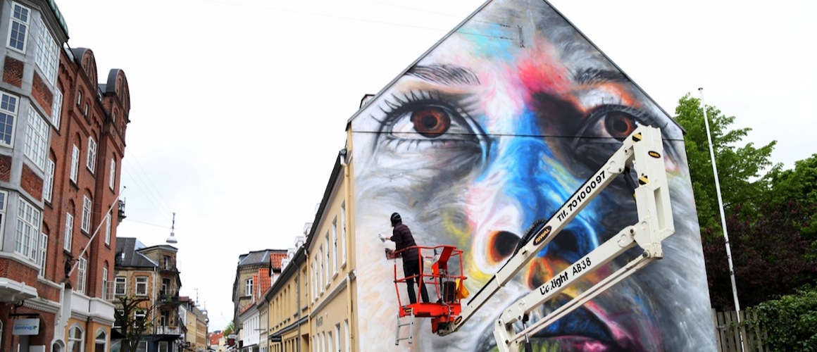 New Colorful Mural by Street Artist David Walker in Aalborg