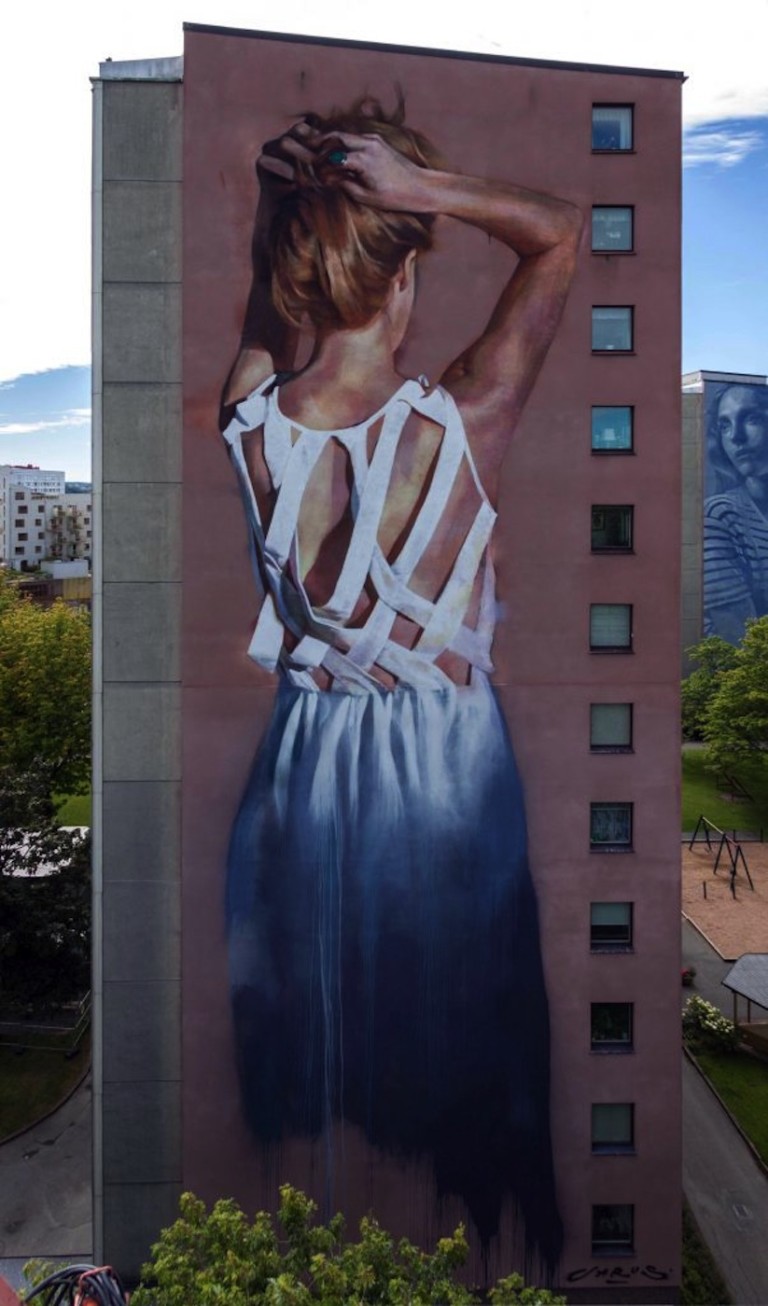 Hyper-realistic Mural by Street Artist Young Jarus in Gothenburg // Sweden
