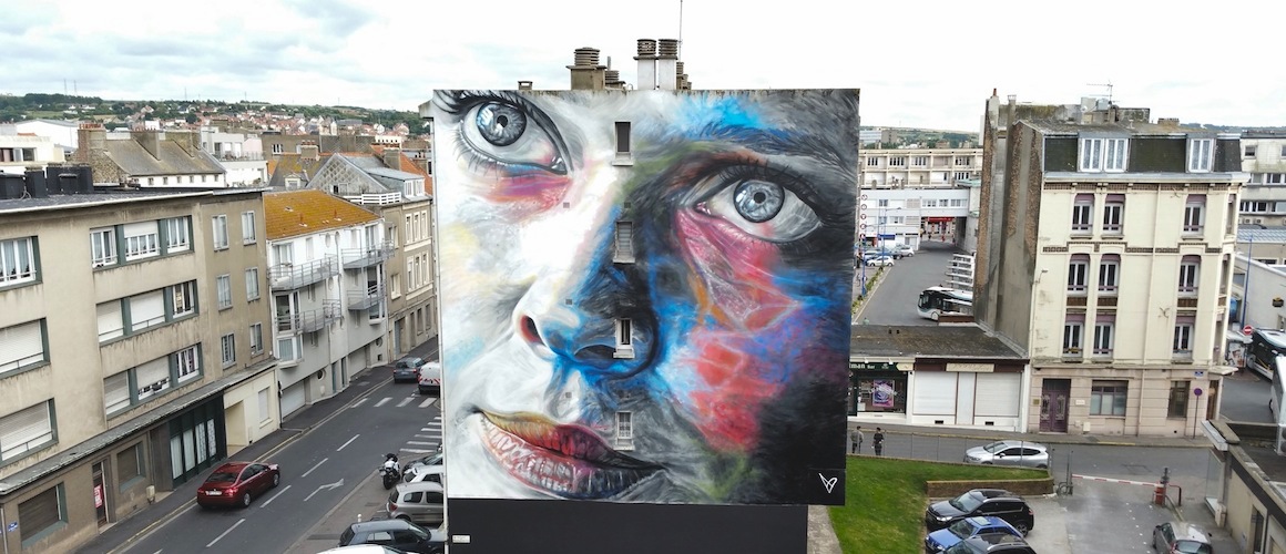 Impressive Portrait Mural by Street Artist David Walker in France