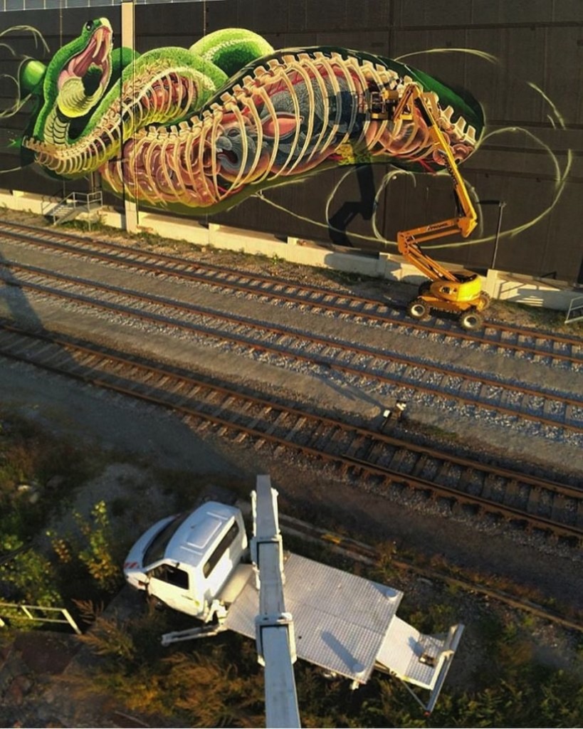 "Translucent Serpent" - New Mural by Street Artist Nychos in Linz ...