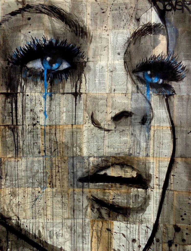 Loui Jover Creates Portraits of Women with Black Ink on Newspapers