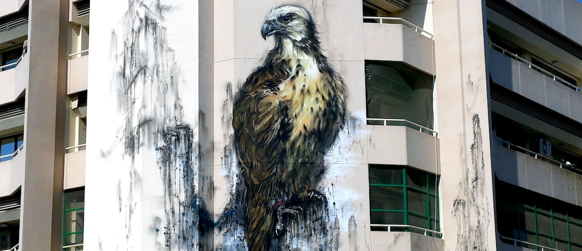 "Majestic Emirati Falcon" - Mural by Chinese Artist Hua Tunan in Dubai