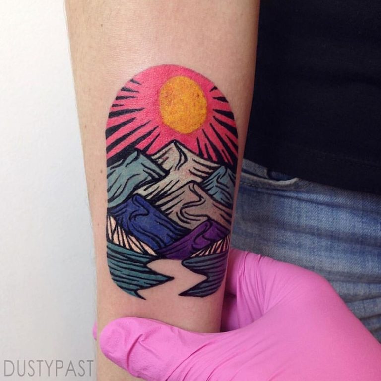 Vibrant Trippy Linocut Tattoos by Artist Eugene Nedelko aka Dusty Past