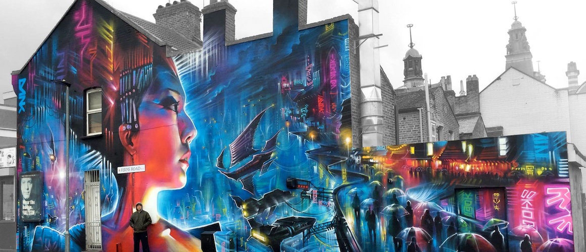 Awesome Vibrant Mural by Street Artist Dan Kitchener in Newham // London