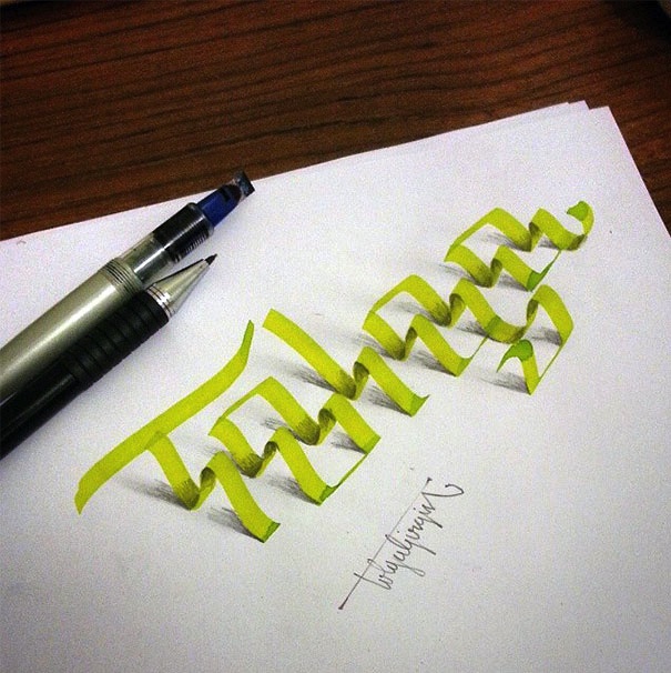 3D Calligraphy Letters Seem To Peel Off The Page by Tolga Girgin (8 ...
