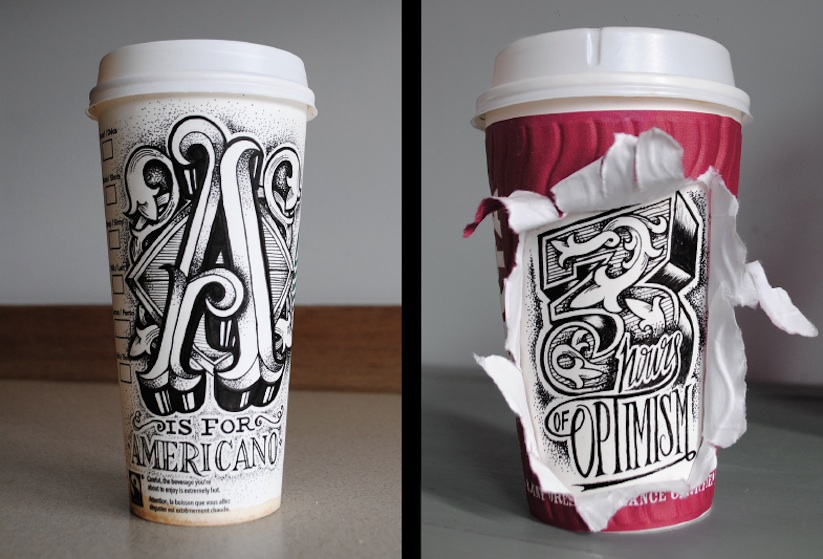 "Coffee Time" - Typographic Art On Discarded Coffee Cups by Rob Draper ...