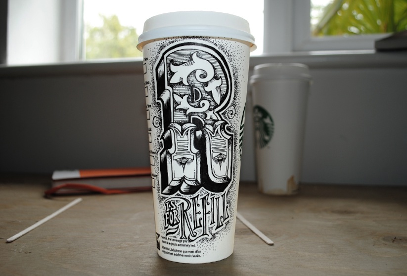 "Coffee Time" - Typographic Art On Discarded Coffee Cups by Rob Draper ...