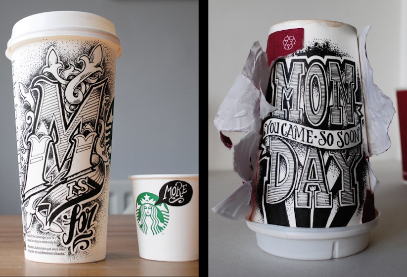 "Coffee Time" - Typographic Art On Discarded Coffee Cups by Rob Draper ...