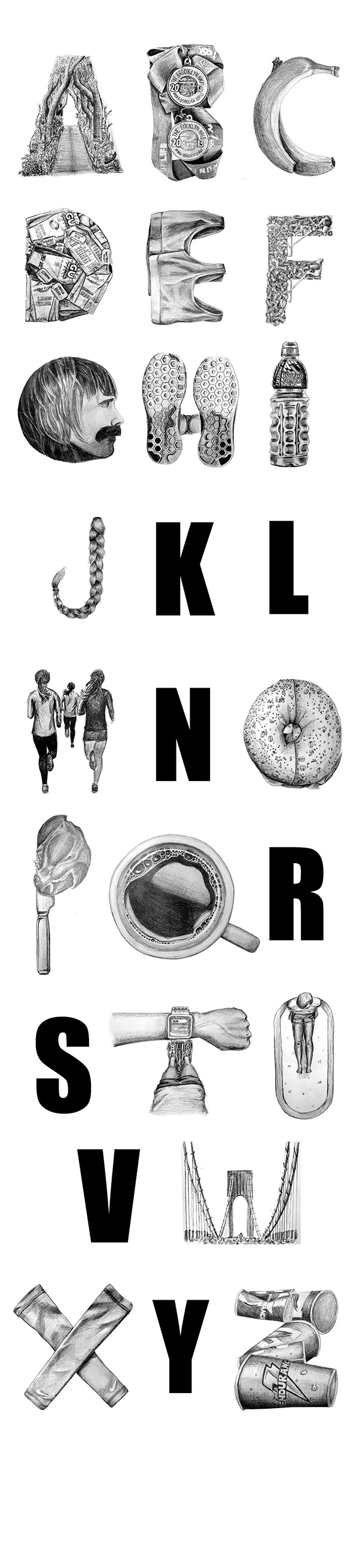 “Runner's Alphabet” - Illustrated Letters Inspired Of Items Related To ...