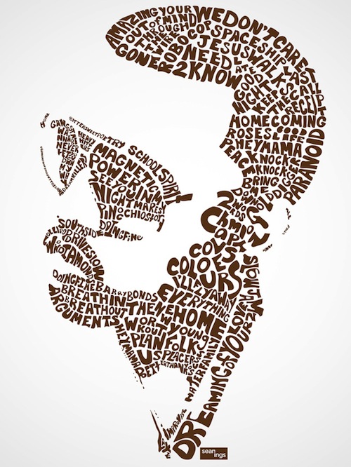 Typographic Celebrity Portraits Made From Their Famous Lines & Lyrics ...