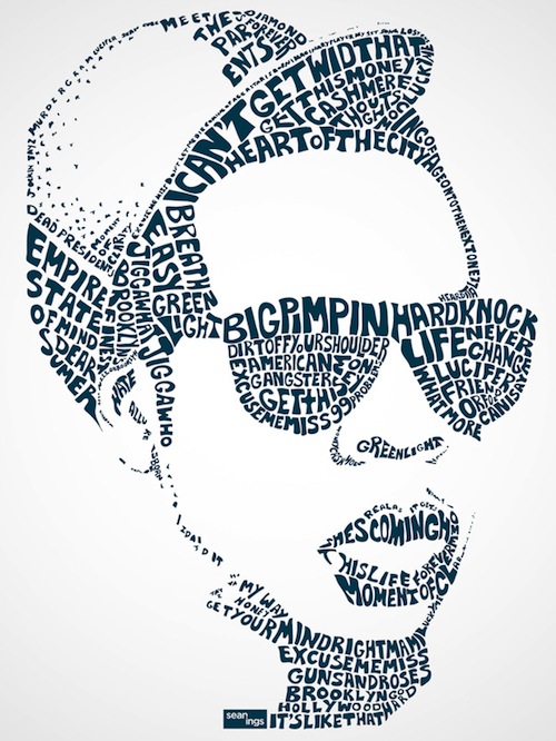 Typographic Celebrity Portraits Made From Their Famous Lines & Lyrics ...
